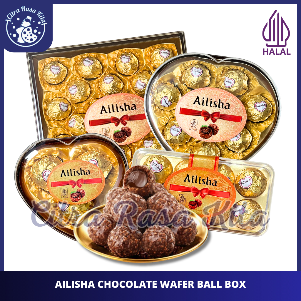 Halal Ailisha Chocolate Wafer Ball Square Heart & Double Layer Box 37 ...