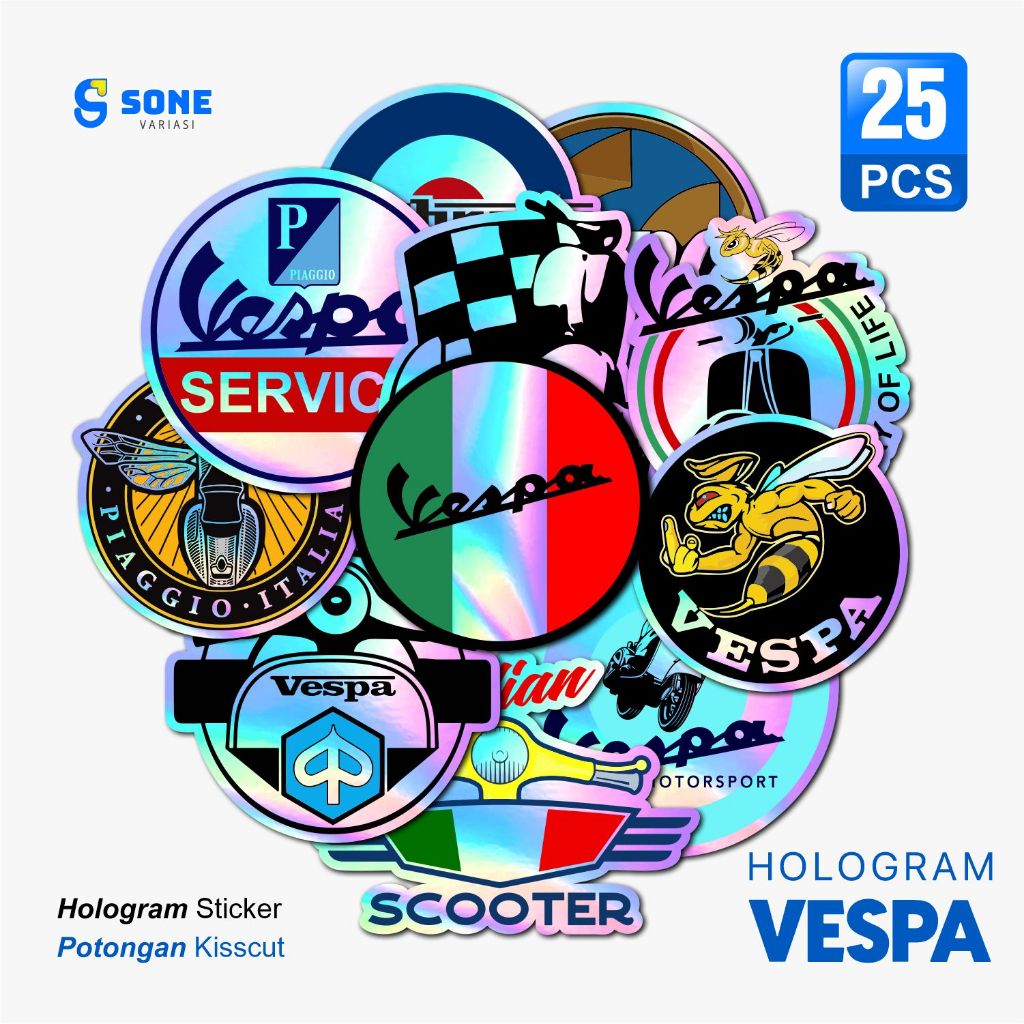 Hologram Vespa Sticker / Vespa Motorcycle Sticker / Classic Vespa ...