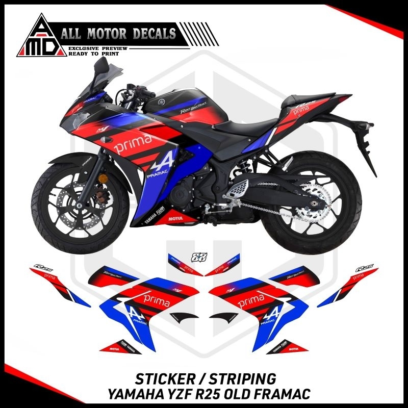Old Yamaha R25 Livery Team Framac Sticker / Old Yzf R25 Motorcycle ...