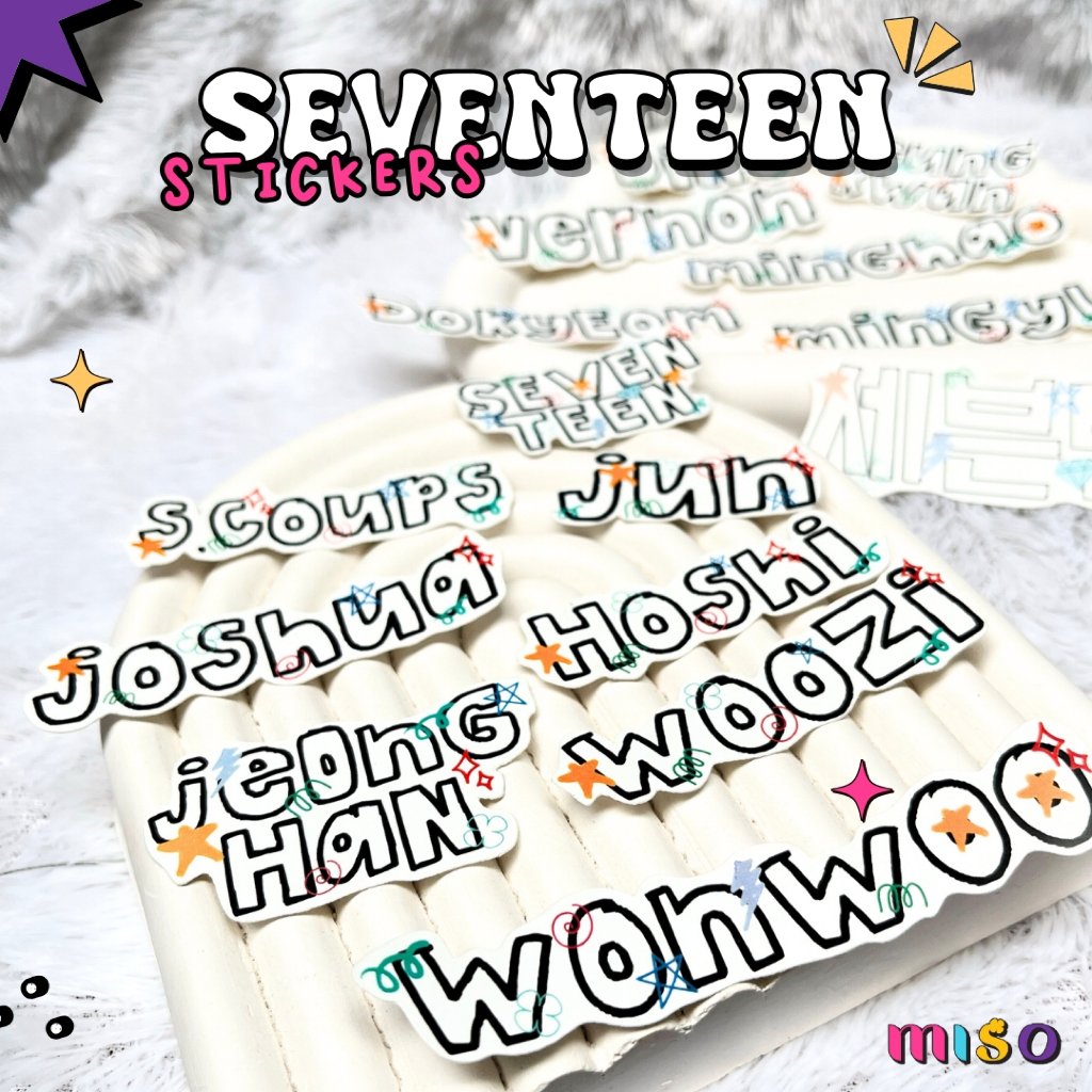SEVENTEEN name sticker / Seventeen Name Stickers / Seventeen Unit ...