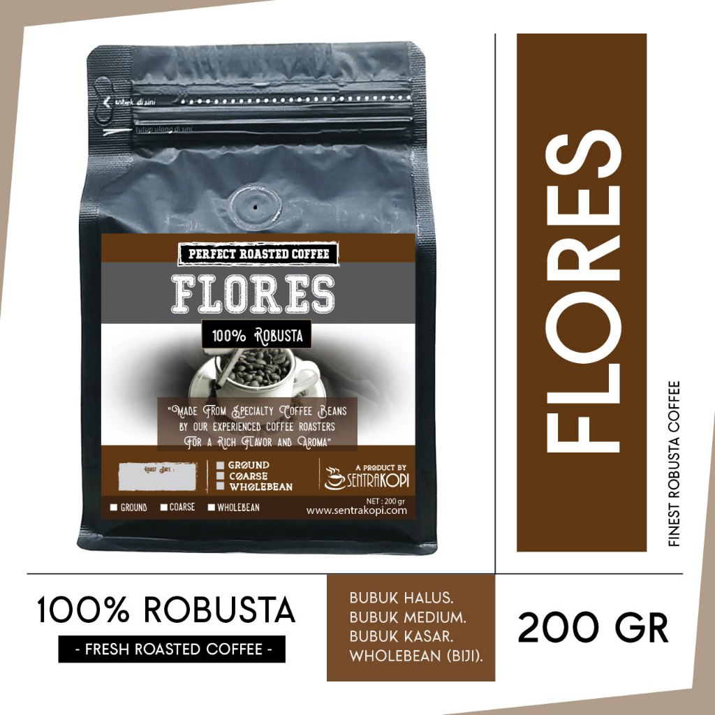 Sentra Coffee Robusta Flores 200 Grams - Powder / Beans - Premium ...