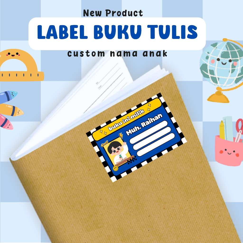 CUSTOM SCHOOL BOOK LABEL STICKERS FOR BOYS' NAMES CAN CHOOSE DESIGN ...