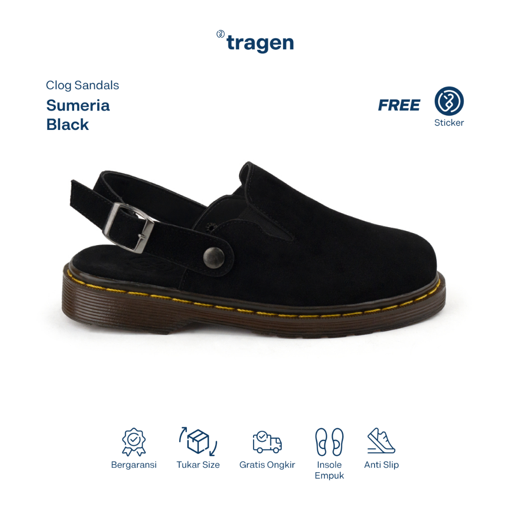 TRAGEN footwear Sumeria Black Sandal Docmart Men - Black | Shopee ...