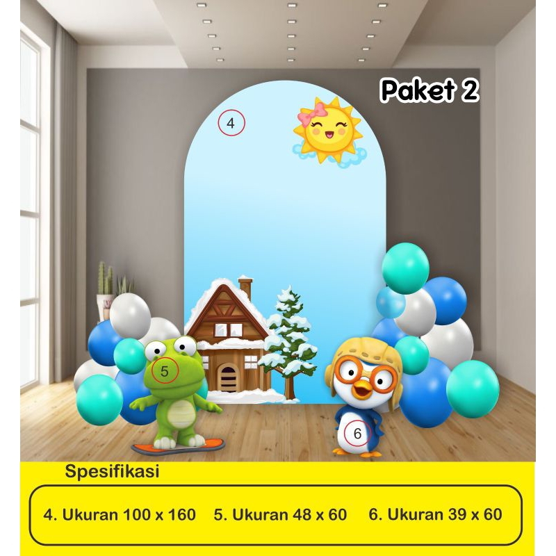 PORORO THEME BIRTHDAY DECORATION PACKAGE / PORORO CHARACTER STANDING ...