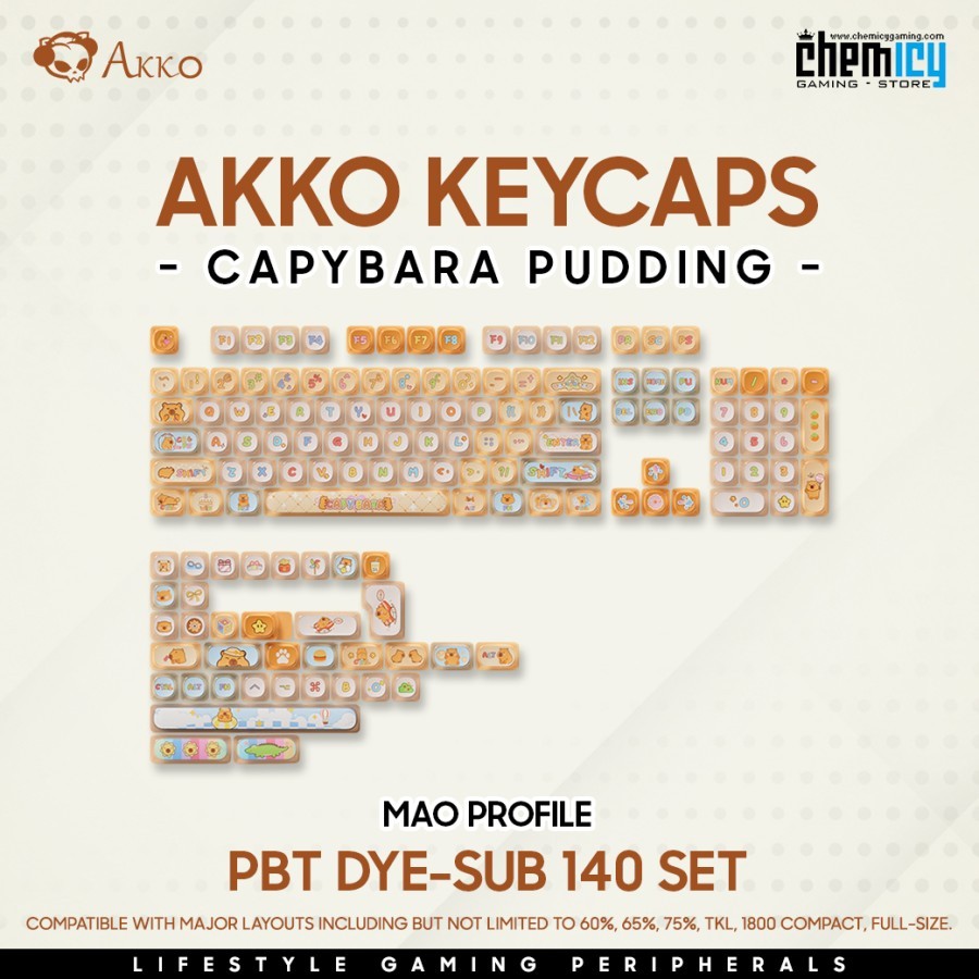 Akko Capybara Pudding PBBT Dye-sub Keycaps 140 Set MOA Profile | Shopee ...