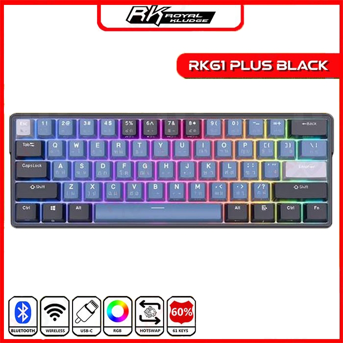 ROYAL KLUDGE - RK61 Plus - 3 Modes - Rgb - Black - Mechanical Keyboard ...