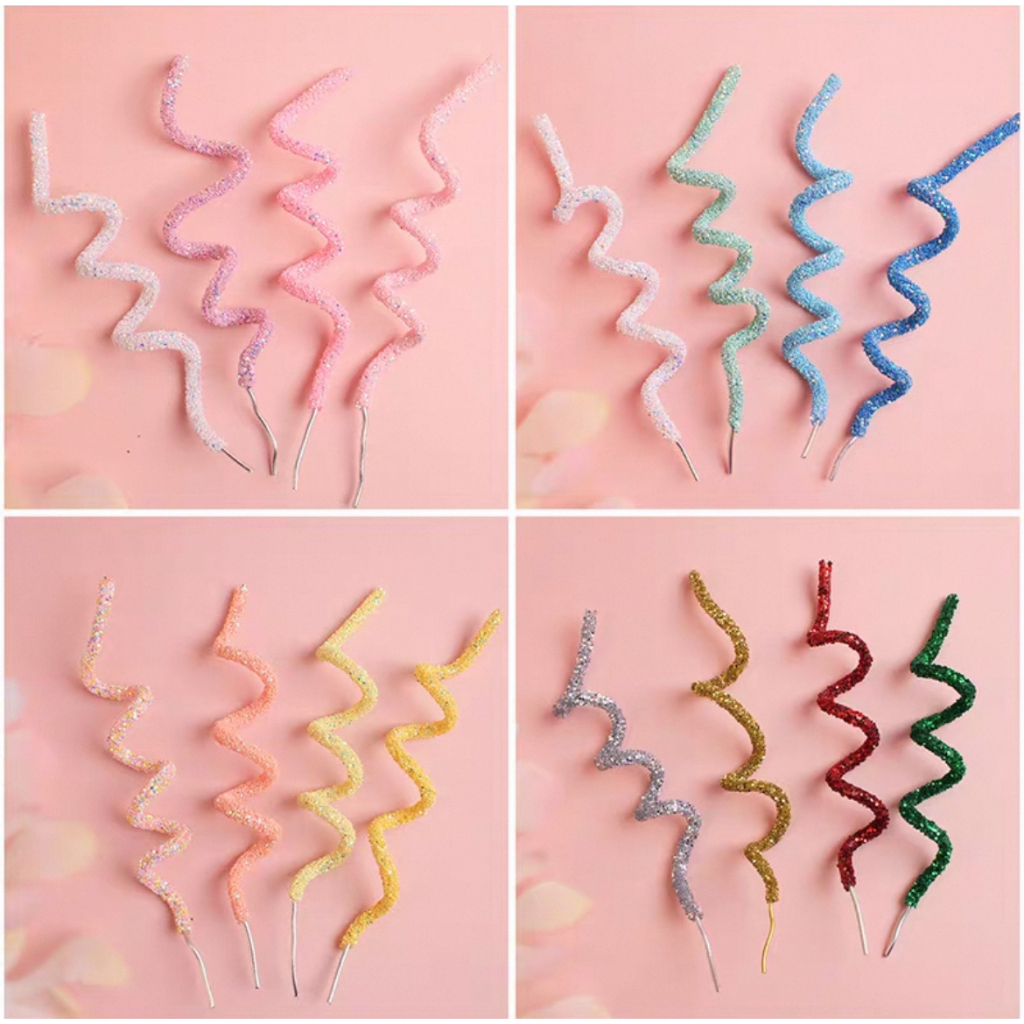 LILIN Birthday Candle Spiral Glitter Happy Birthday Topper Aesthetic ...