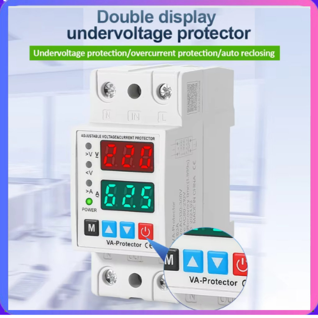 MCB Digital Din Rail Over Voltage Current Protector 63A 2P 230V ...