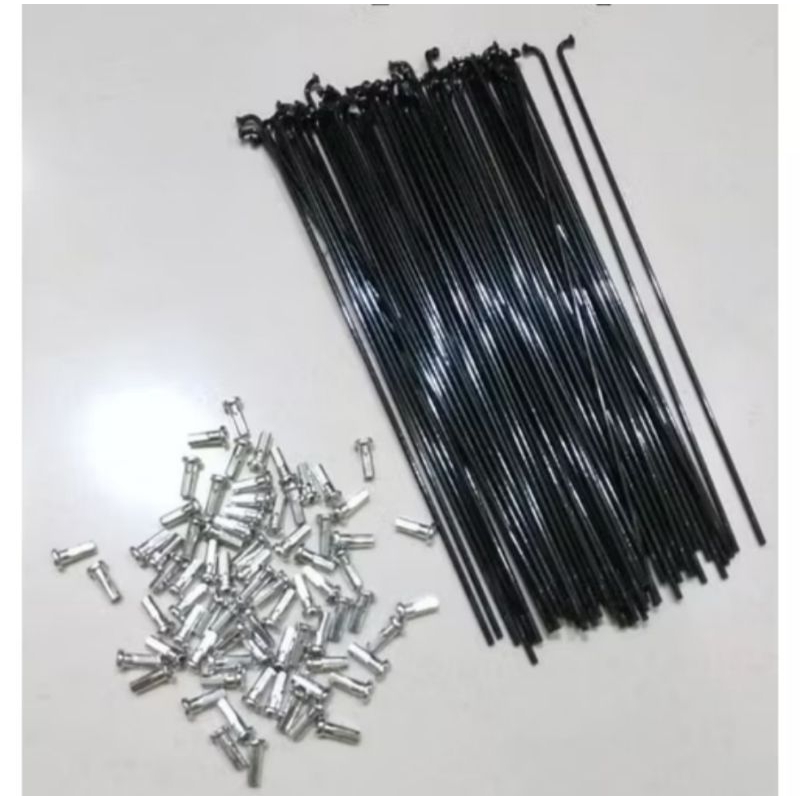 20" Bmx Bike Black Spokes size 14Gx187 | 20" black Bmx nipples | Black ...