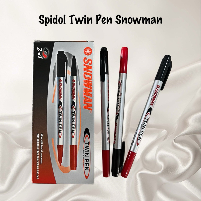 MERAH ATK - SNOWMAN Twin Pen Marker Black-Red • Blue-Red (1 pcs ...