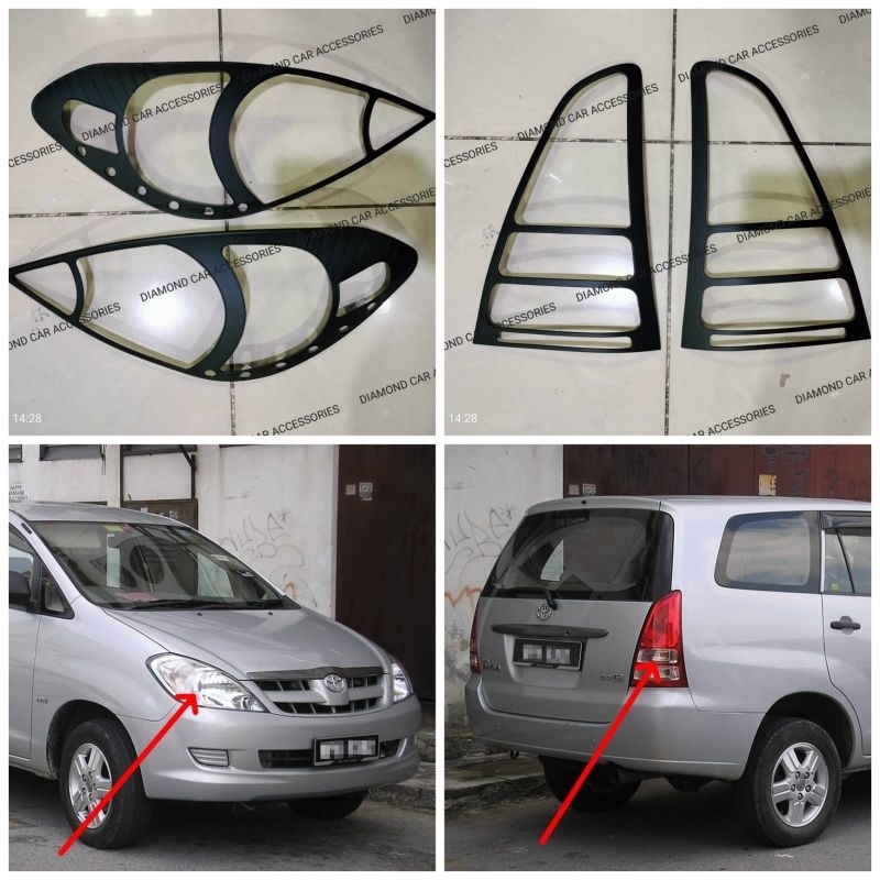 Matte black front and rear garnish for Toyota Innova 2004 2005 2006 ...