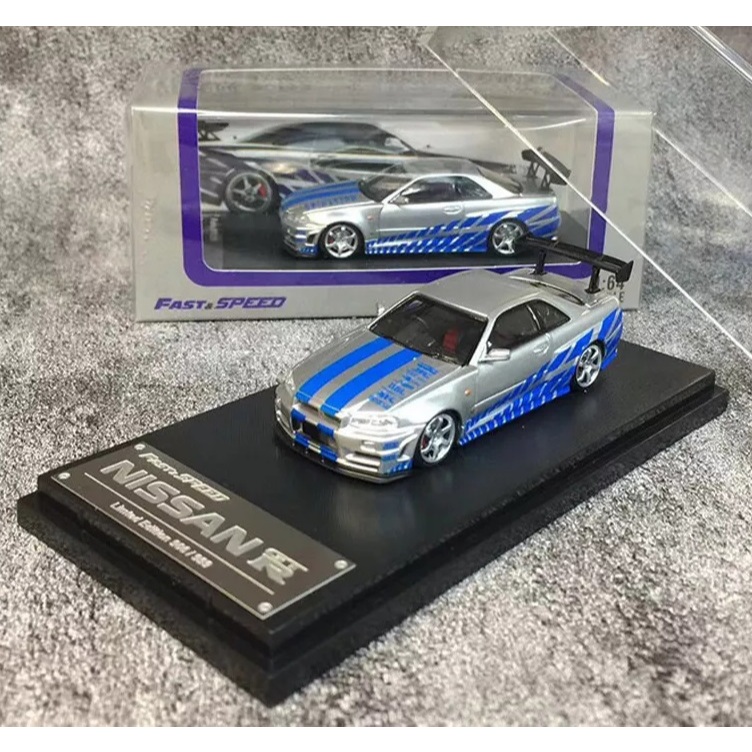 Fast Speed 1:64 Nissan Skyline GT-R R34 Z-True FNF Silver Blue Livery ...
