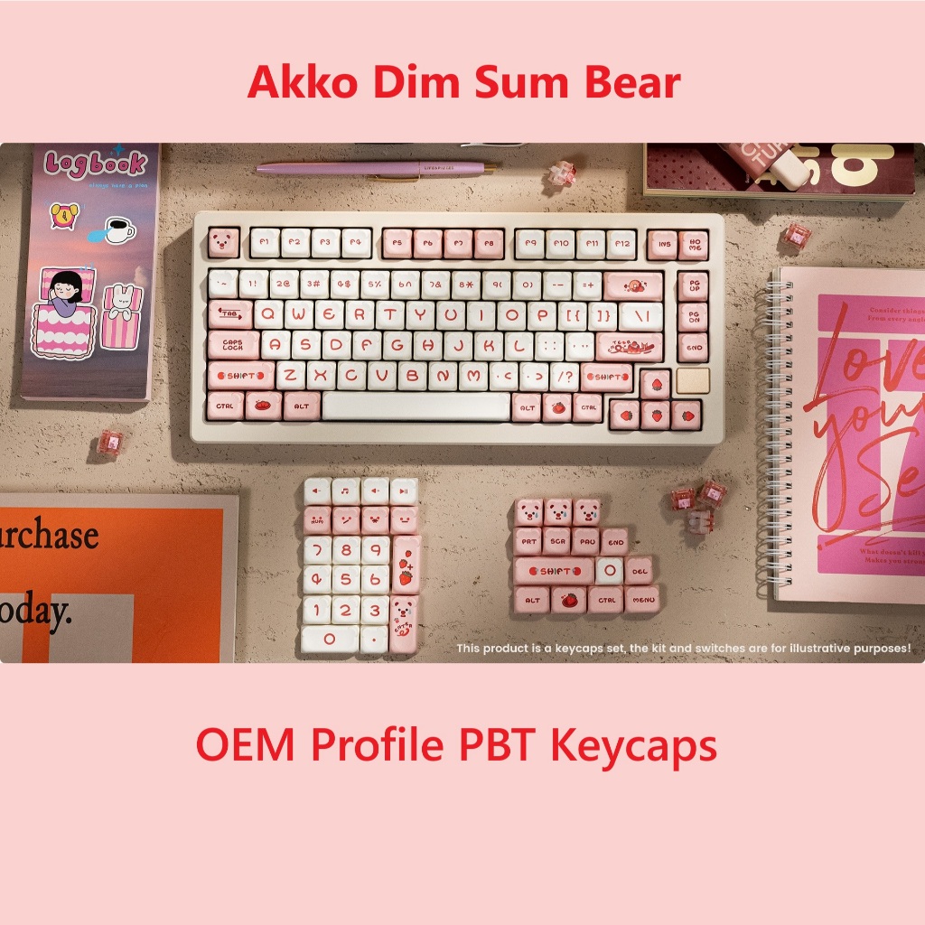 Akko Dim Sum Bear Keycaps Mechanical Keyboard - OEM Profile - PBT ...