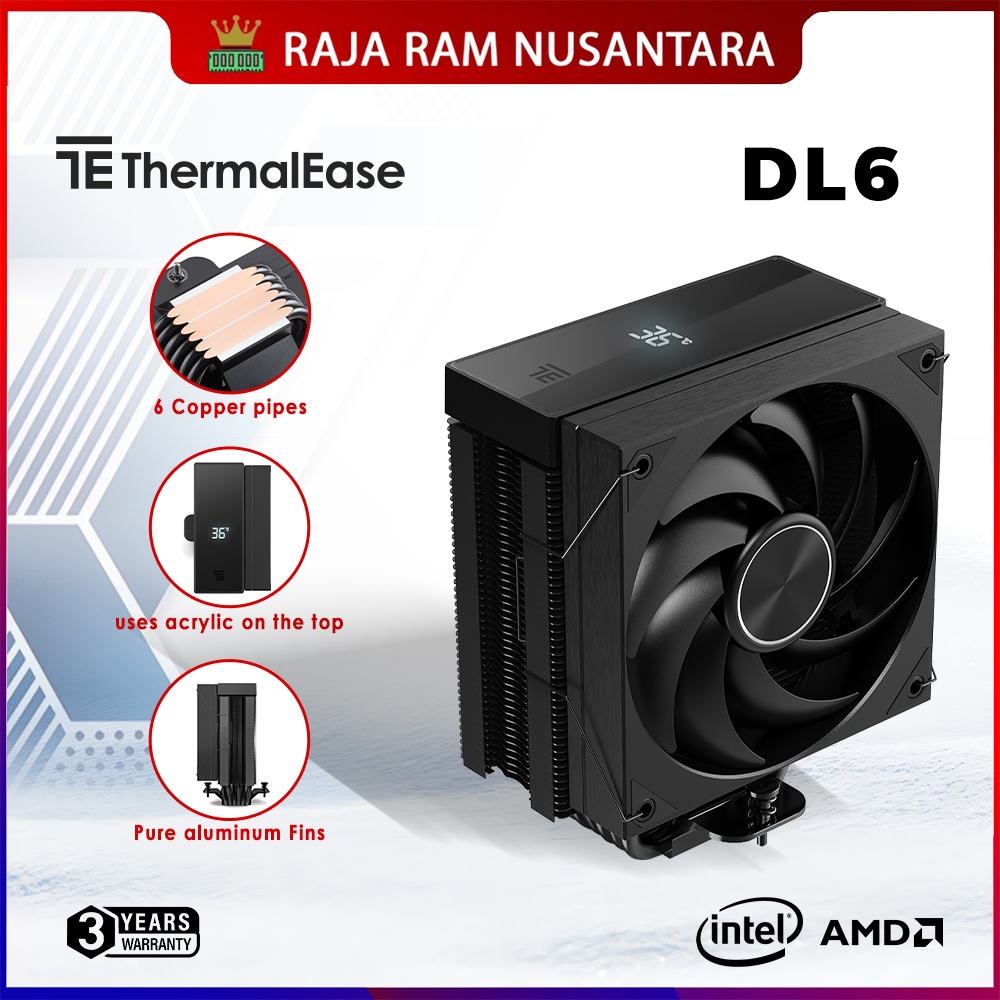 ThermalEase DL6 Black Digital CPU Air Cooler 6 Heatpipe Single tower ...