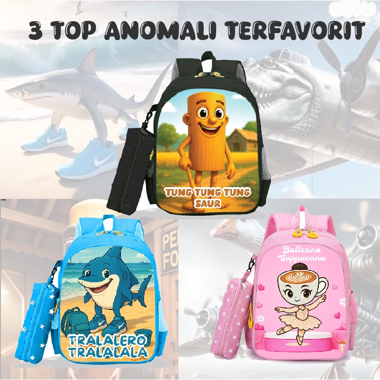 Children's Backpack with Viral Anomali Character Tung Tung Sahur and ...