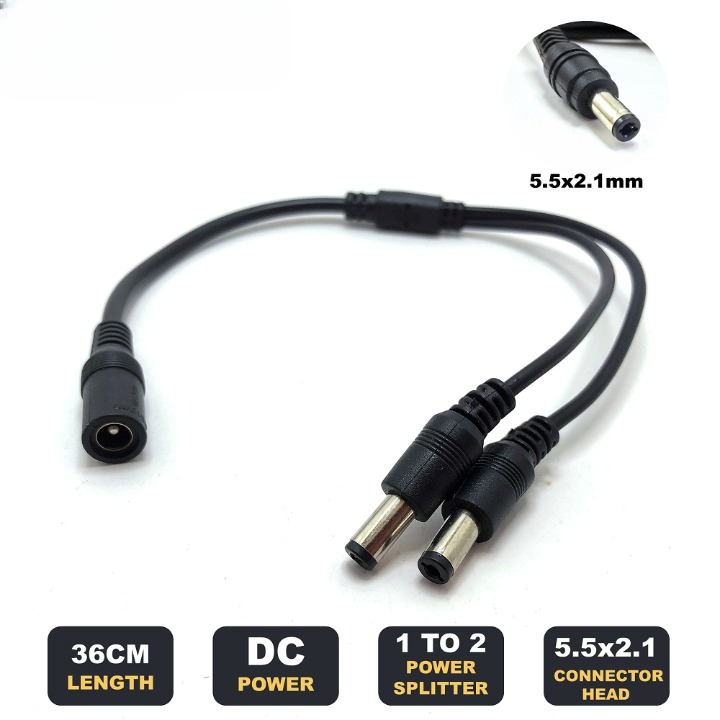 DC Power Adapter Female To Dual Output Male DC Power Splitter connector ...