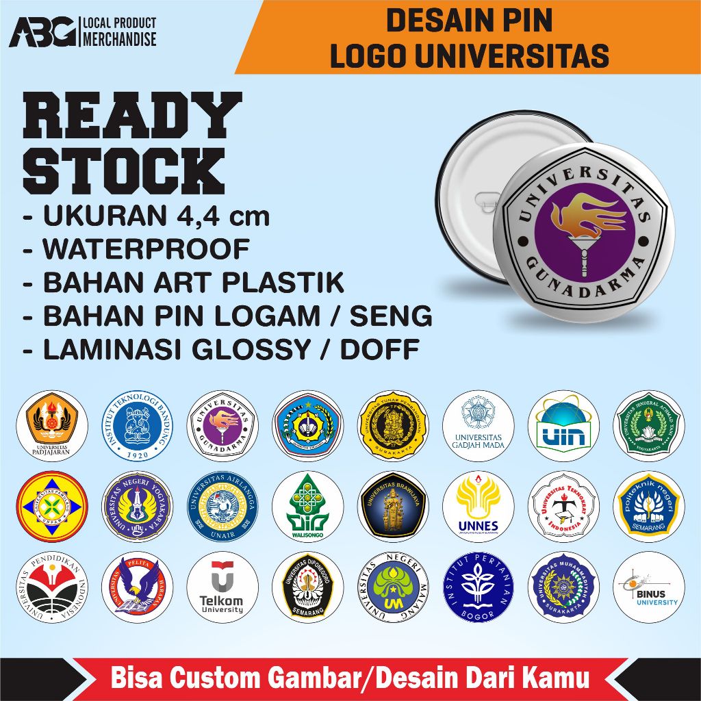 GANTUNGAN ABG PIN BROSS KEYCHAIN LOGO UNIVERSITY OF INDONESIA UNDIP ITB ...