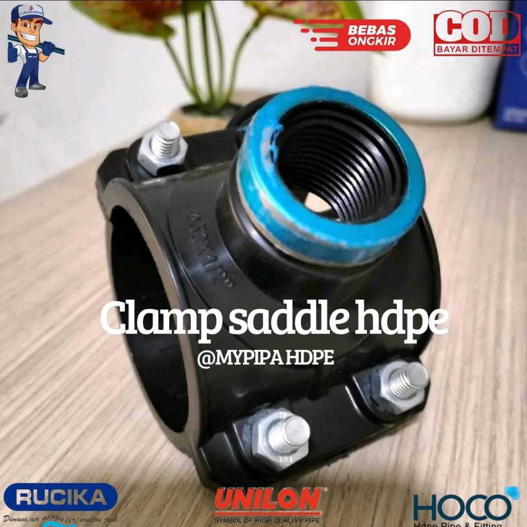 HDPE Clamp Saddle 50mm x 3/4 Inch HDPE Pipe Connection 50mm x 3/4 Inch ...