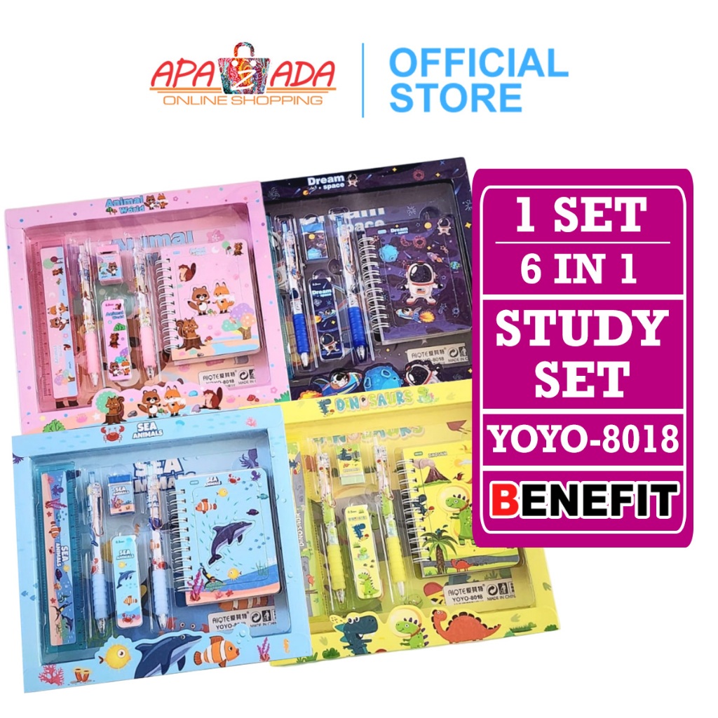 Stationery Set of 6 / Study Set YOYO-8018 / 6 in 1 Stationery Supplies ...