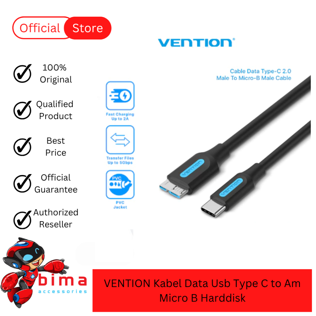 VENTION USB C 3.0 to USB B Micro SSD HDD Hard Disk Data Cable External ...