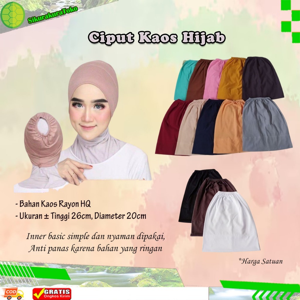 (sko) Iket Inner Hijab Plain Rayon Ciput Arabic Hijab T-shirt Inner ...