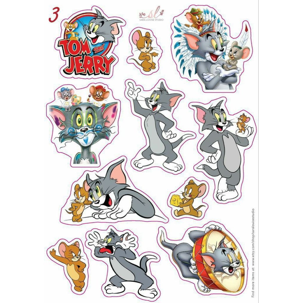 Tom & Jerry Jumbo A4 Topper/ Happy Birthday Cake Topper/ Birthday Cake ...