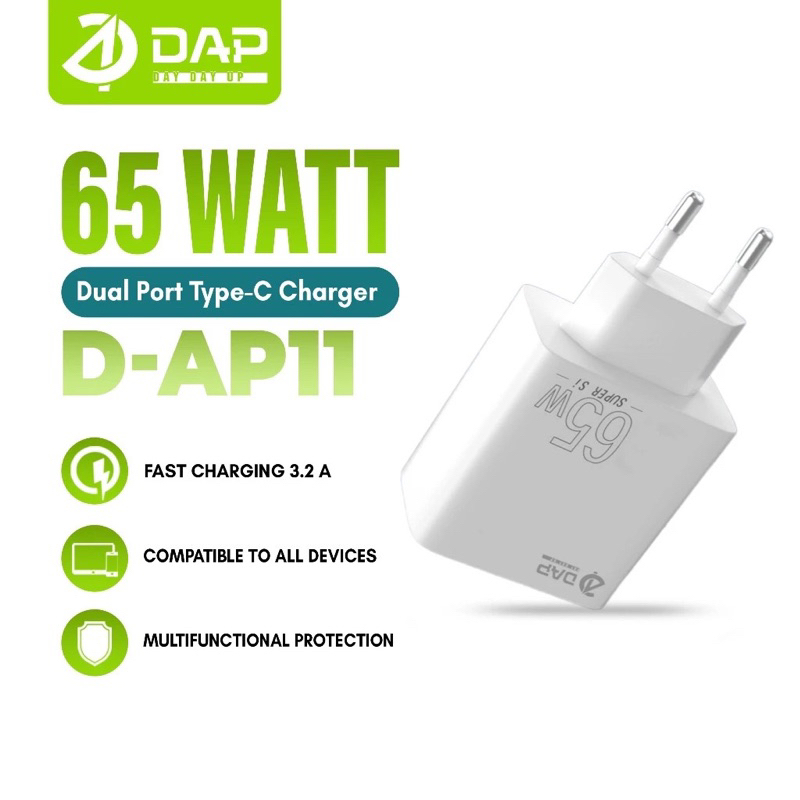 Adapter DAP D-AP11 PD 60 Watt (Dual Port Type C 20 Watt & 45 Watt ...