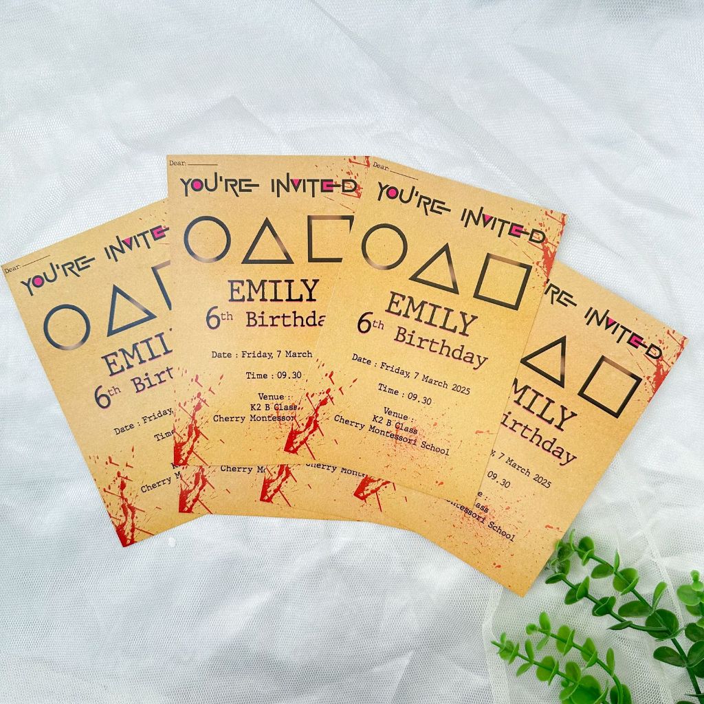 Squid Game Birthday Invitation Card / Birthday Party Invitation Card ...