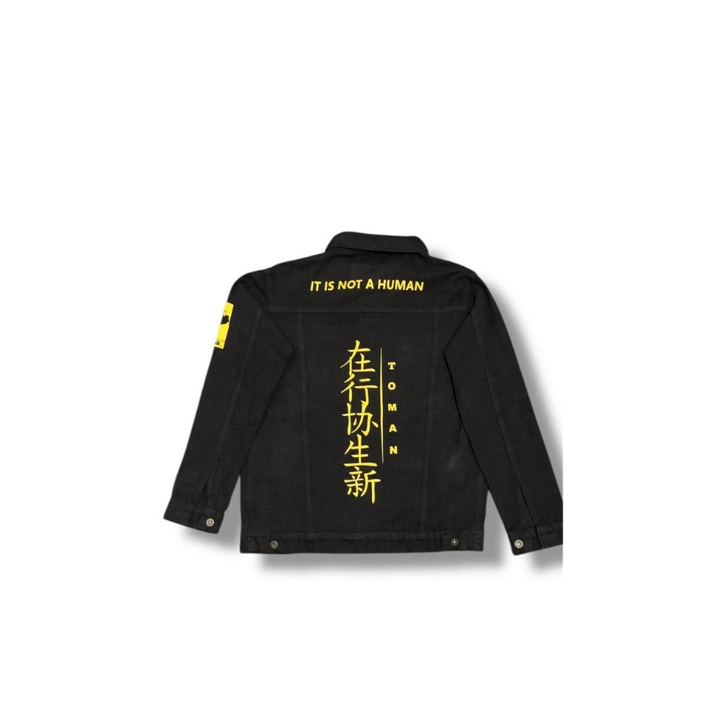 HITAM Jeans jacket, Denim jacket, black screen-printed jacket, the ...