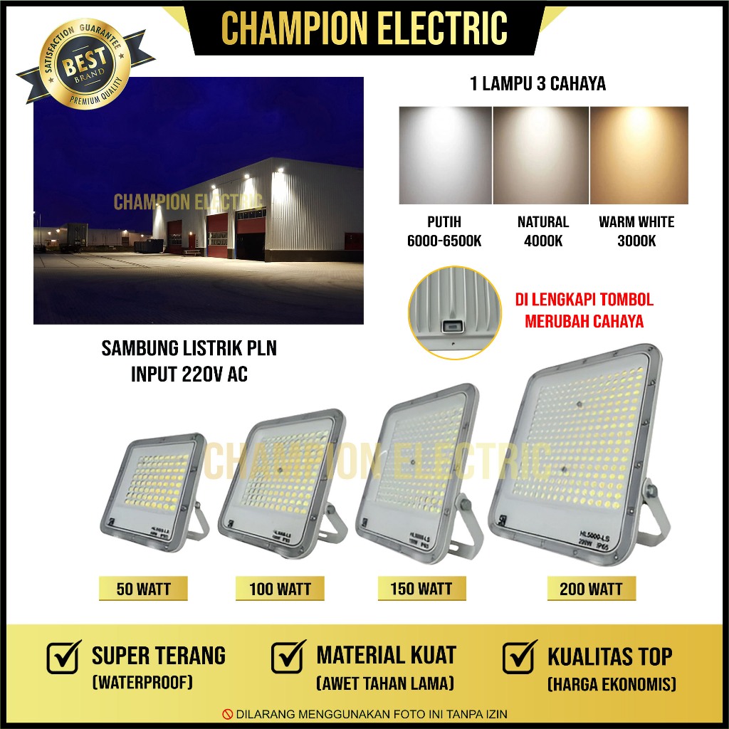 CAHAYA 3 Color LED Spotlights Light 50W 100W 150W 200W Tri Color ...