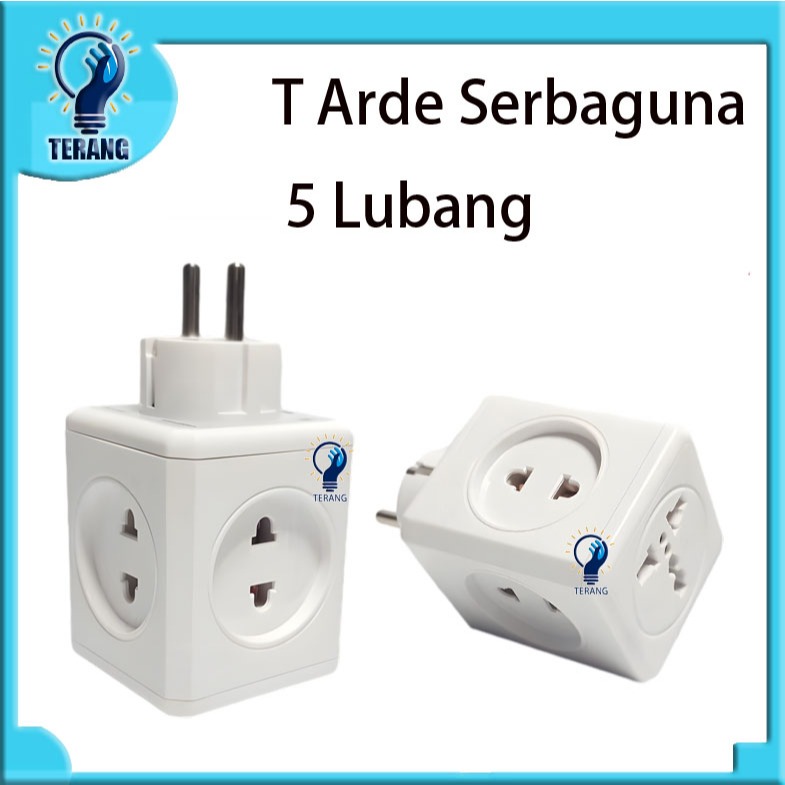 PUTIH 5 Hole Grounded T Plug / White 5 Hole Multipurpose Plug SNI ...