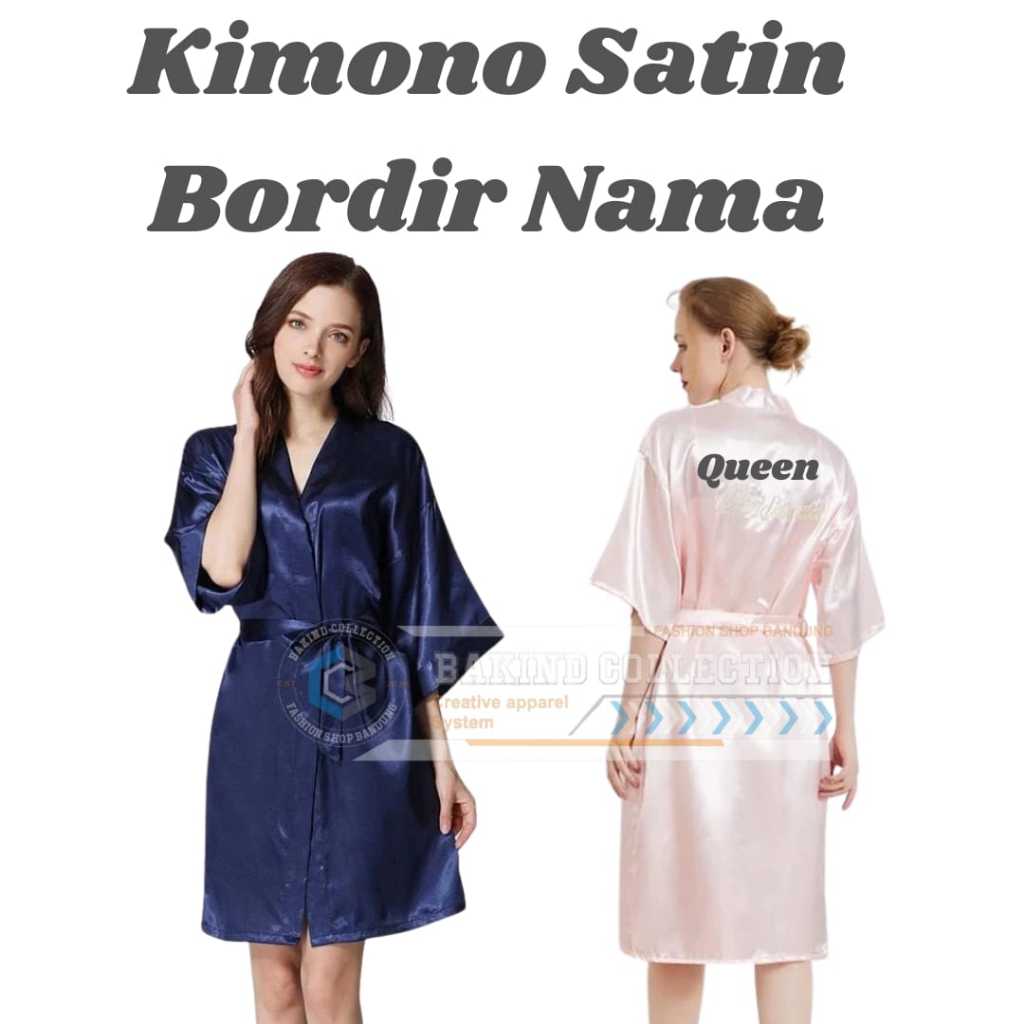 Name Embroidered Wedding Bridesmaid kimono Dress / velvet satin Bridal ...