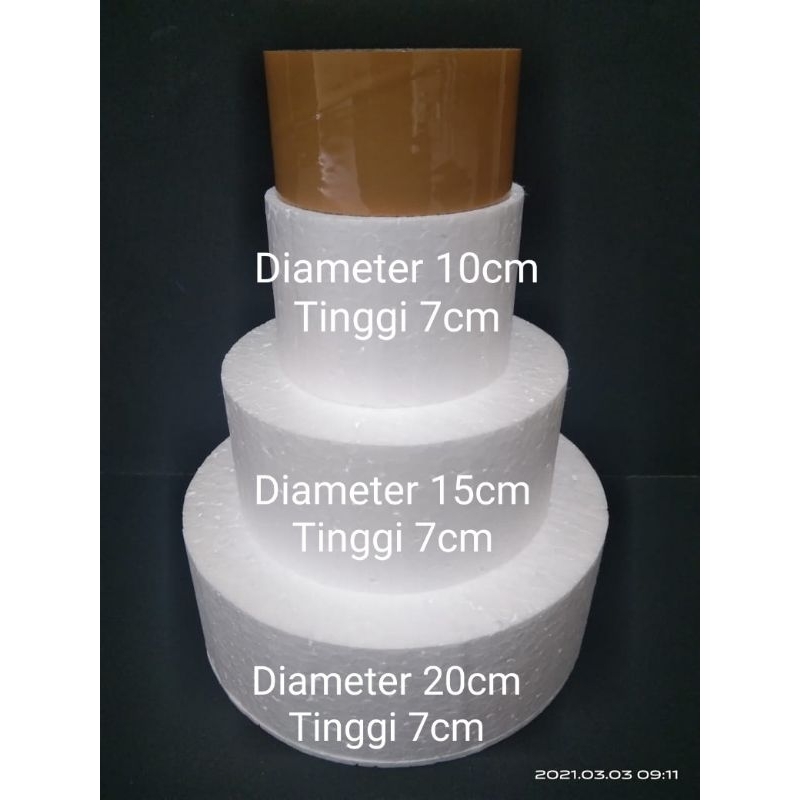 Styrofoam Dummy Cake Set 3 Tiers Height 21cm Cork Cake Tier 10x7, 15x7 ...