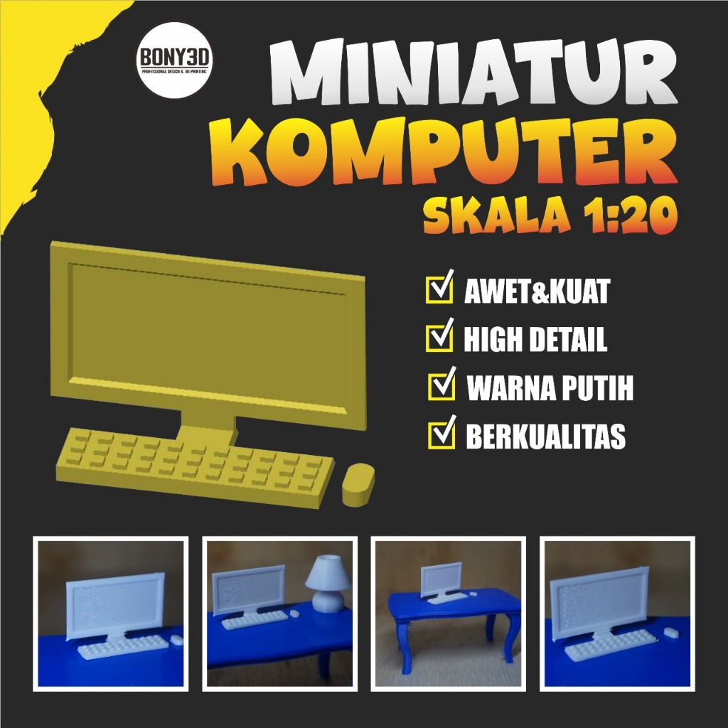 1:20 Scale Computer Mockup Miniature | Computer Desktop for Dioramas ...