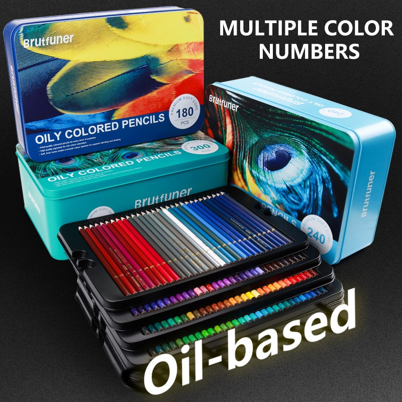 Brutfuner 180 240 300 Oily Colors Premium Soft Core Pencil Iron Tin Box ...