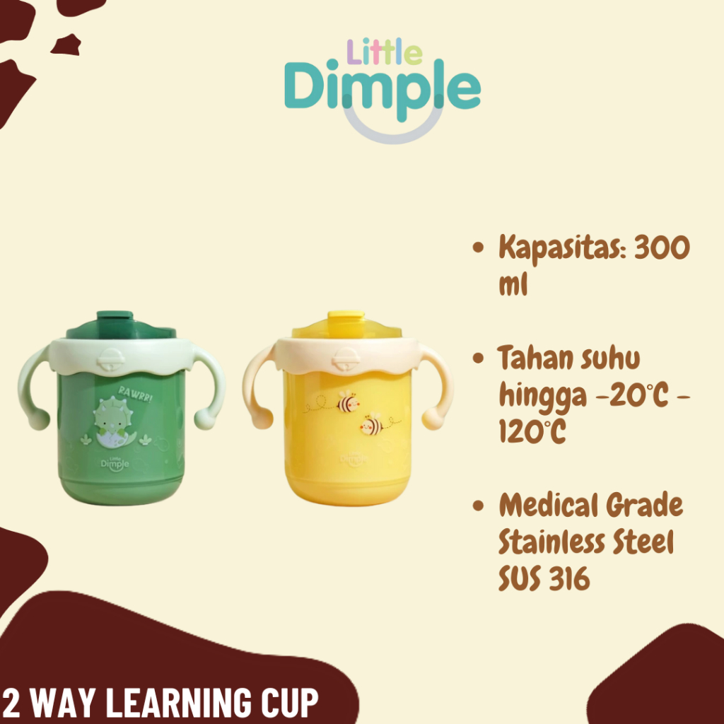 Little Dimple 2 Way Learning Cup - Children's Drinking Cup - Stainless ...