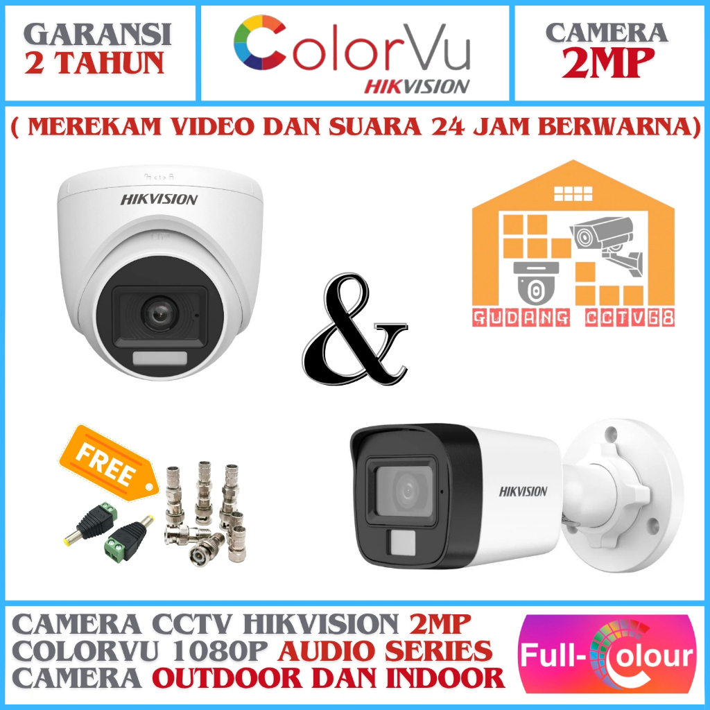 Hikvision CCTV Camera 2mp Colorvu 1080p Audio Series indoor and outdoor ...