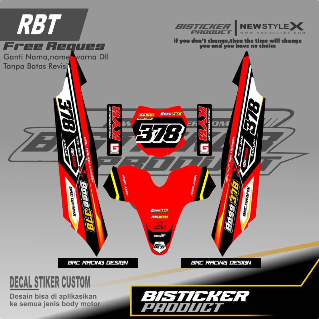 Fullbody Sticker Decal RBT VEGA JUPITER SUPRA REVO KLX KTM Moped Trabas ...
