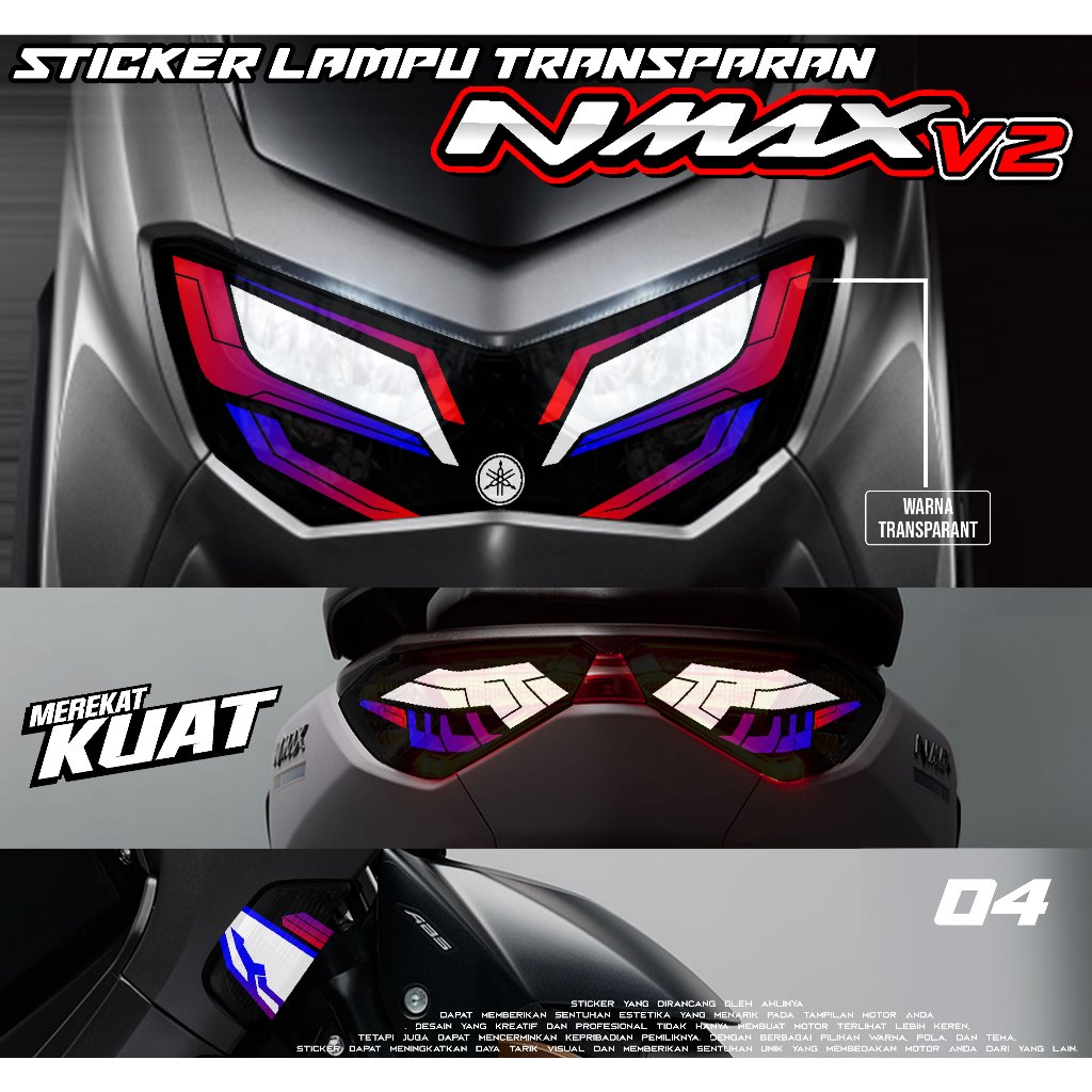 Code 04 NMAX V2 MOTORCYCLE HEADLIGHT TRANSPARENT STICKER - LATEST ...