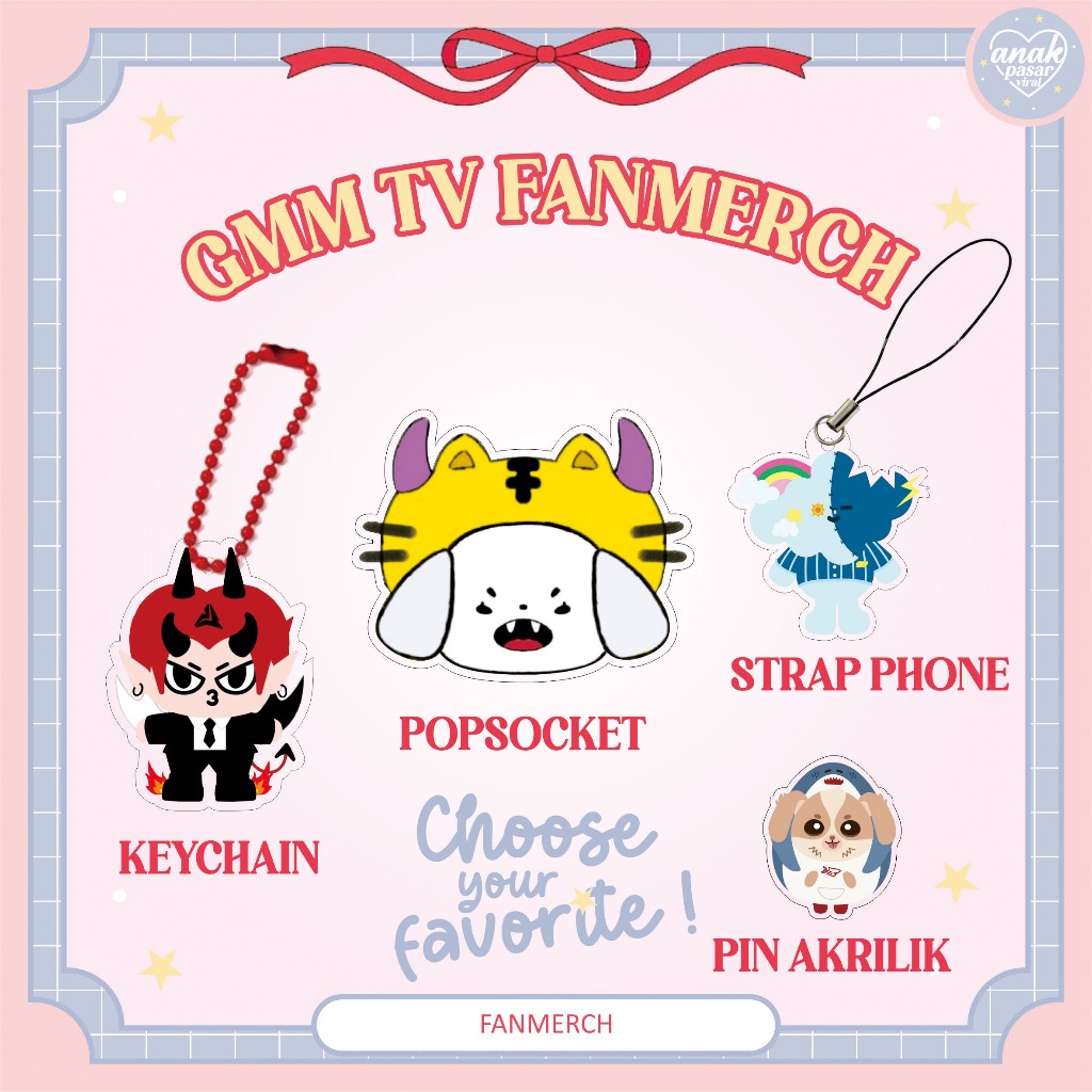 GMM TV FAN MERCH - DOMIAA - WESLEY - KEYCHAIN - STRAP PHONE - POPSOCKET ...