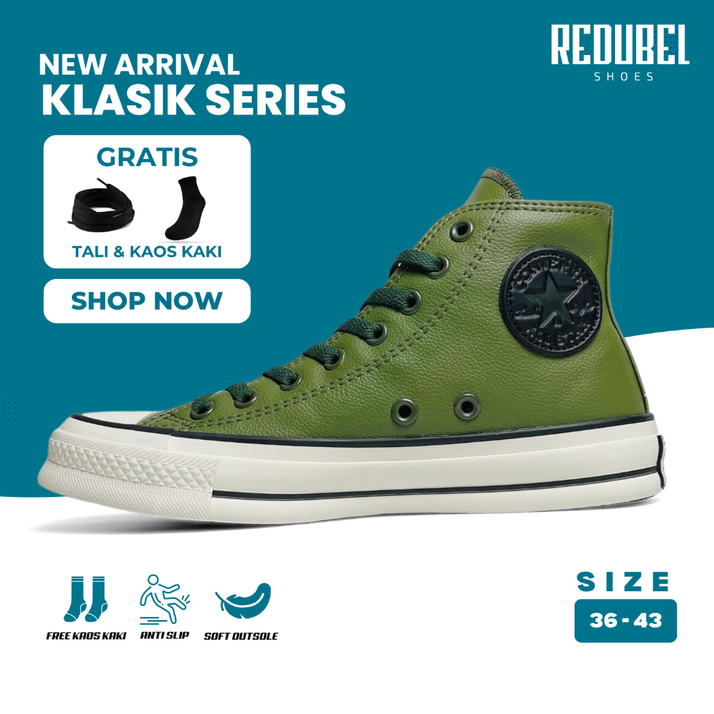 HIJAU Converse All Star Chuck Taylor Shoes Army Green Men's and Women's ...