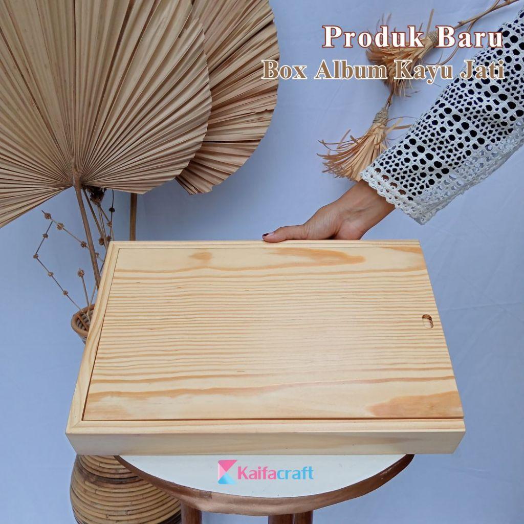 Teak Wood Photo Album Box | Place to Store Wooden Photo Albums (32cm x ...