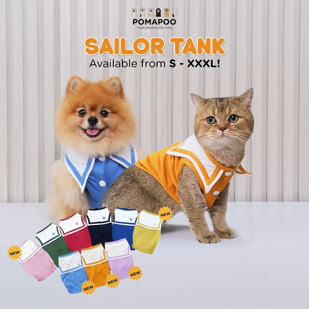 POMAPOO - Cat Clothes and Dog Clothes Sailor Tank and Ruffle Tank ...