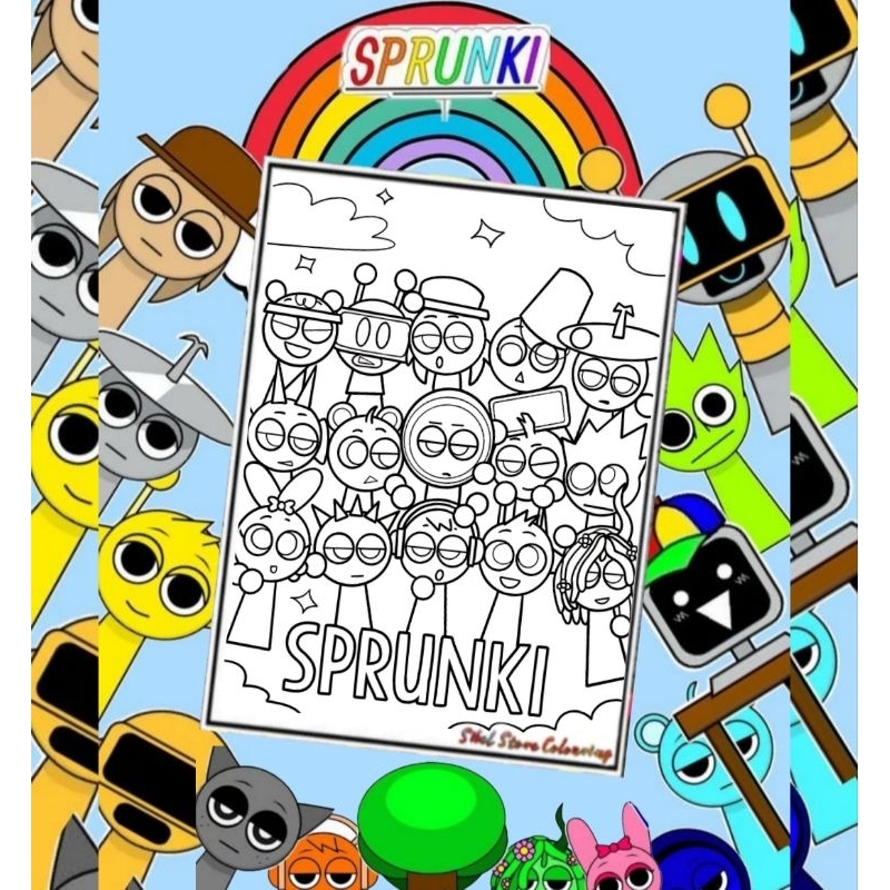 Sprunki Collection V1 Theme Children's Coloring Paper (11 Picture ...