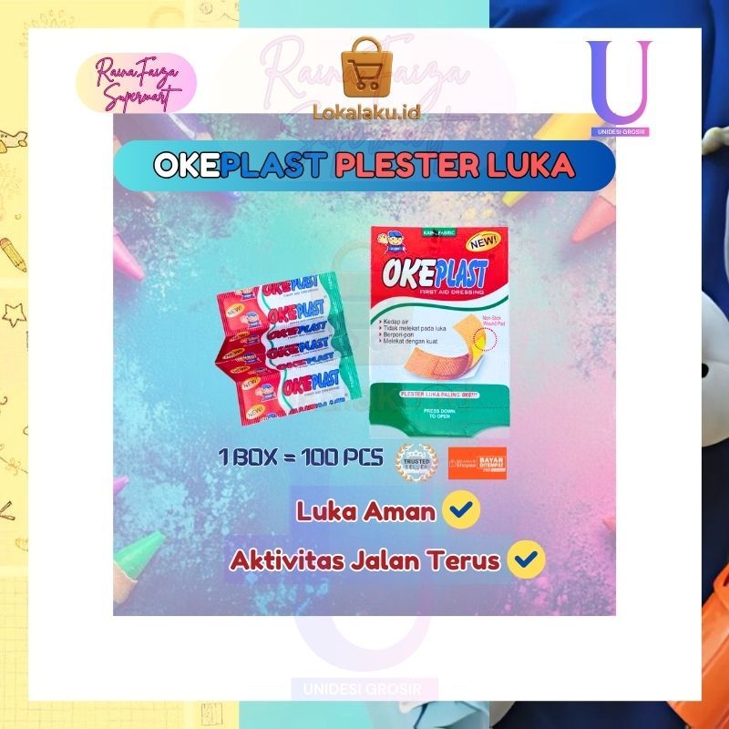 Okeplast Sterile Plaster – 100 pcs per Box, For Mild Wounds and Daily ...
