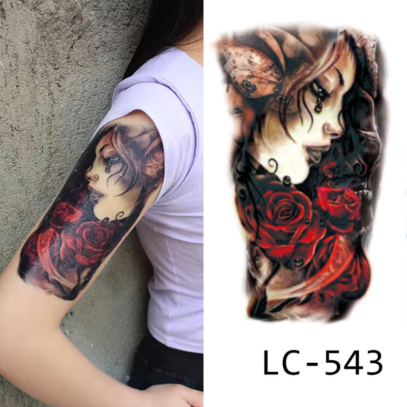 MAWAR ZARIL Temporary Tattoos LC-543 WOMEN AND ROSES premium size ...