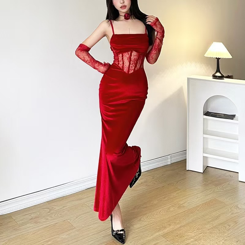 SAF - LEXA tank midi dress + gloves woman premium / korean summer dress ...