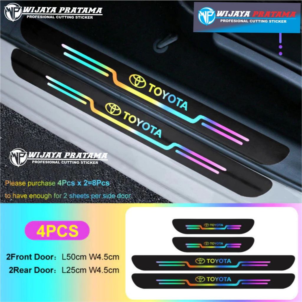 4Pcs Toyota Car Stickers Sill Plate Protectors / Car Door Step ...