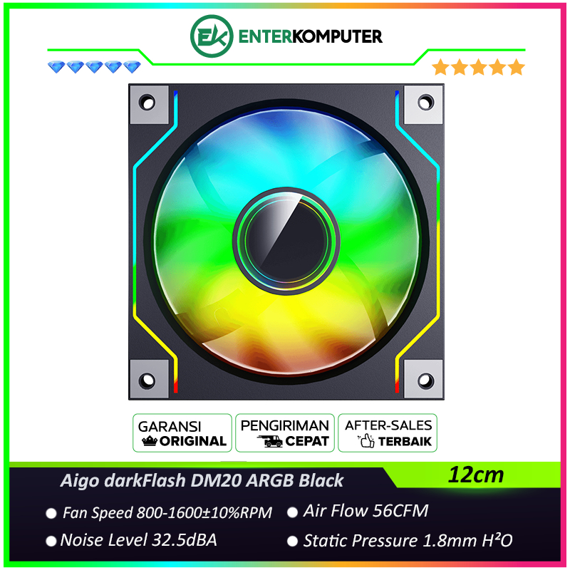 Aigo darkFlash DM20 ARGB Black 12CM PWM Fan | Shopee Philippines