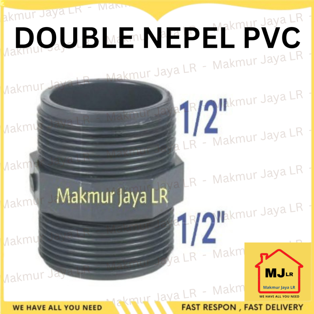 Double Nepel 1/2" 1/2 inch PVC Double Neple Double Naple Double Napel ...